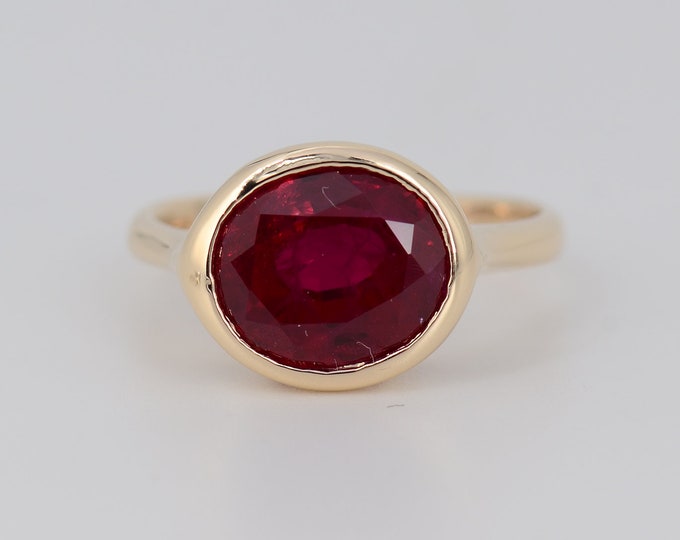 Pigeon Blood Ruby Ring 14k Solid Gold Ring Oval Pegion Ruby - Etsy