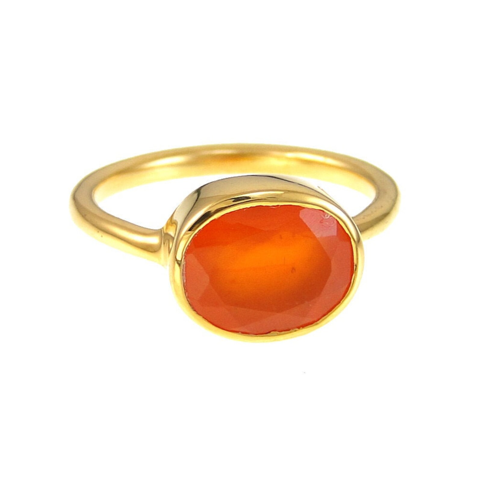 Carnelian Ring Orange Gemstone Ring Stackable Ring Bezel | Etsy