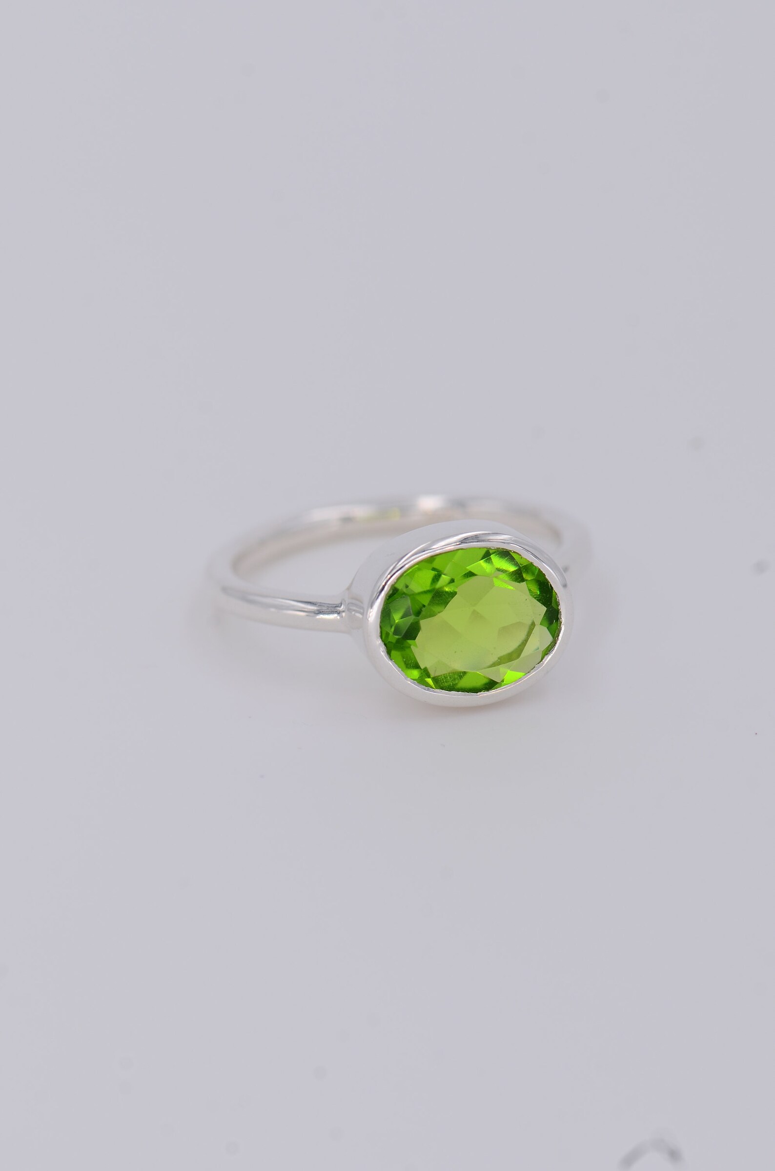 August Birthstone Ring, Peridot Ring, Green Gemstone Ring, Everyday ...