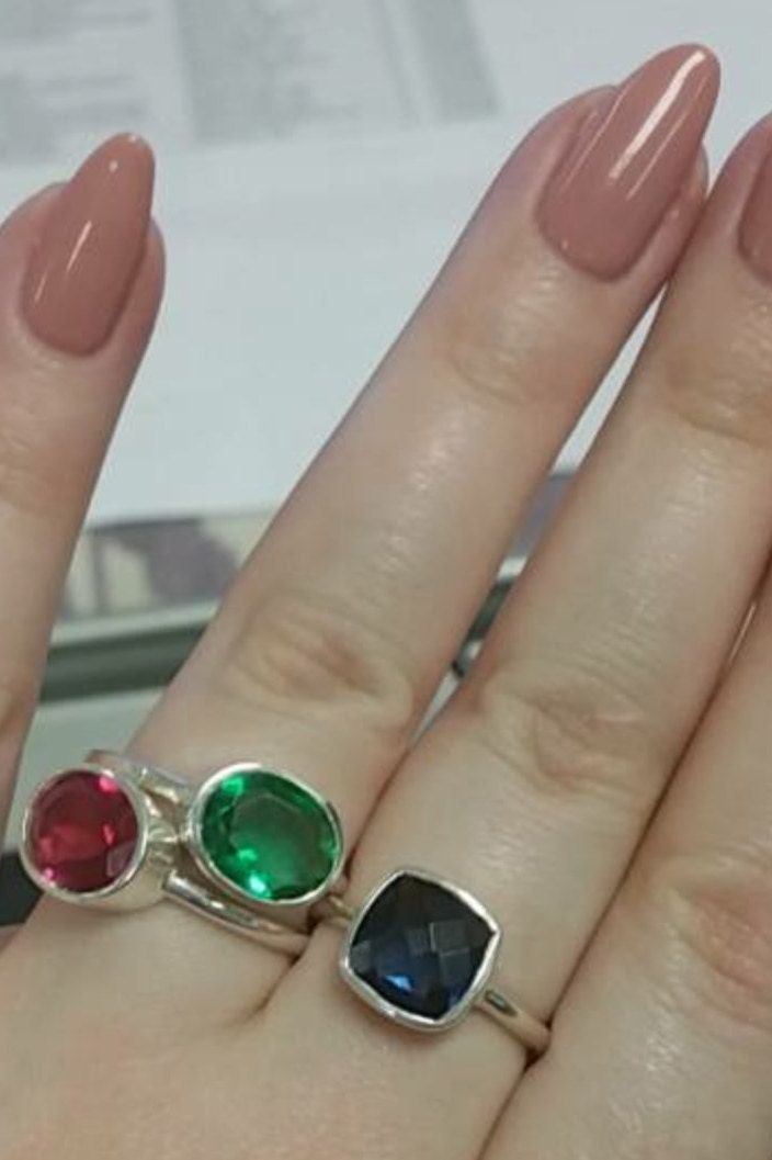 Blue Sapphire Ring September Birthstone Ring Stackable - Etsy Australia