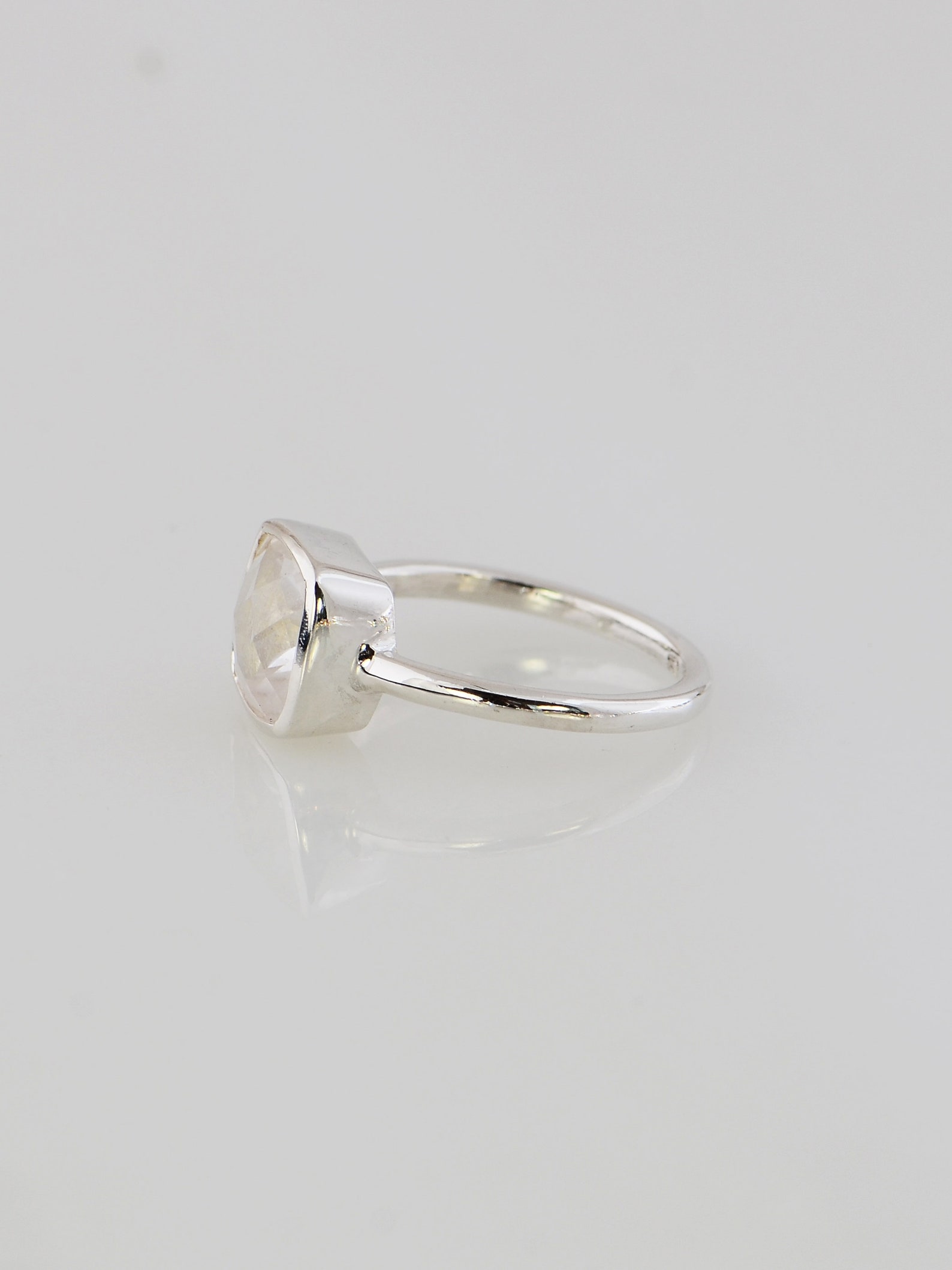 Crystal Quartz Ring - White Quartz Rings - Sterling Cushion Cut Ring ...