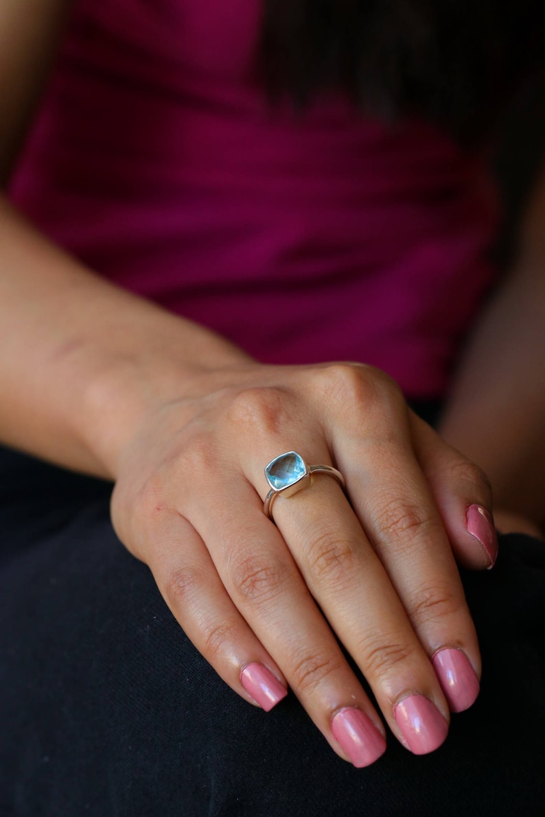 Wedding Ring March Birthstone Ring Aquamarine Rings Blue - Etsy