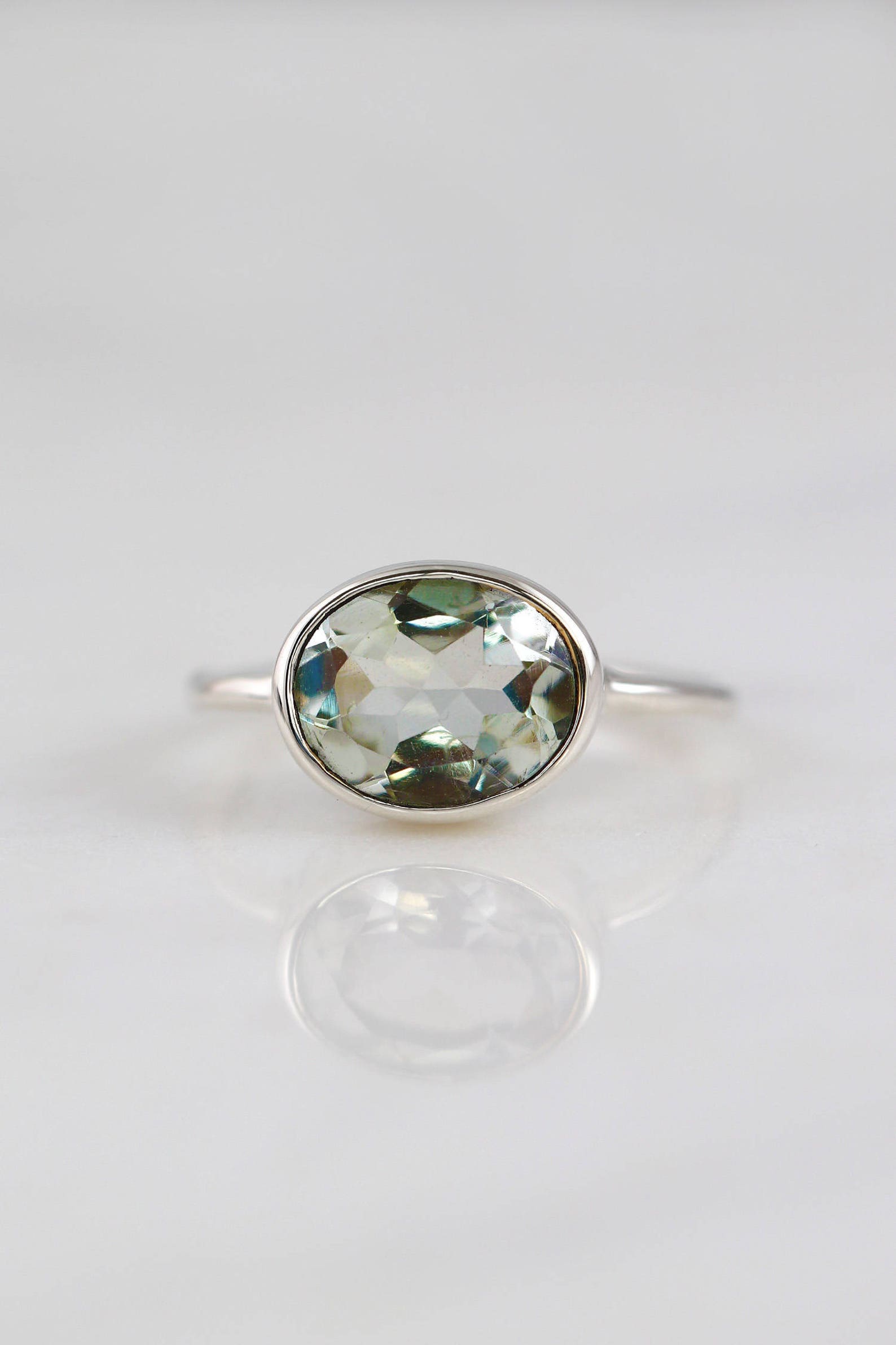 Green Amethyst Ring Birthstone Ring Natural Stone Ring Gold | Etsy