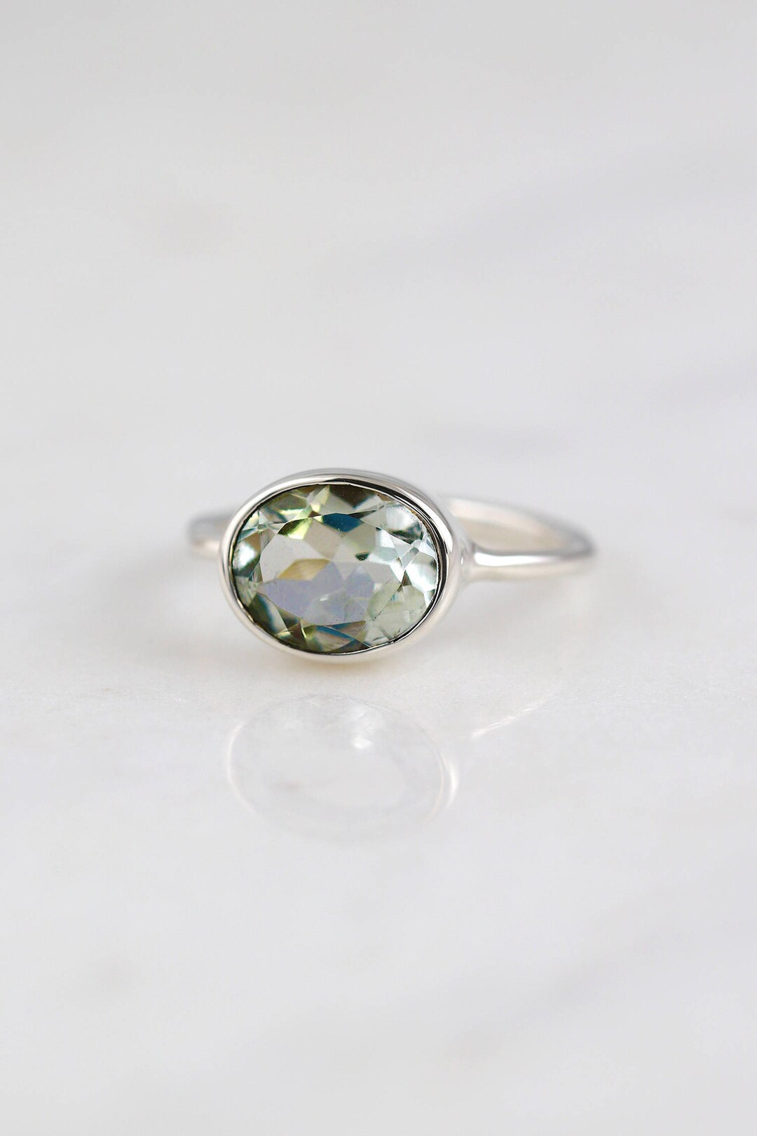 Green Amethyst Ring Birthstone Ring Natural Stone Ring Gold - Etsy