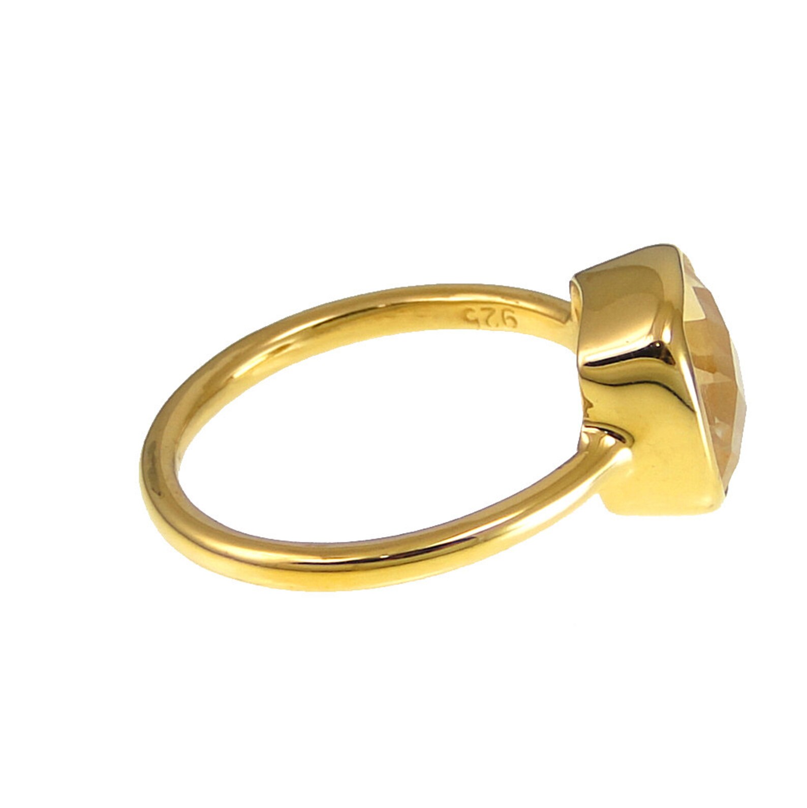 Citrine Ring - Fire Citrine Gemstone Ring - Gold Ring - Cushion Ring ...