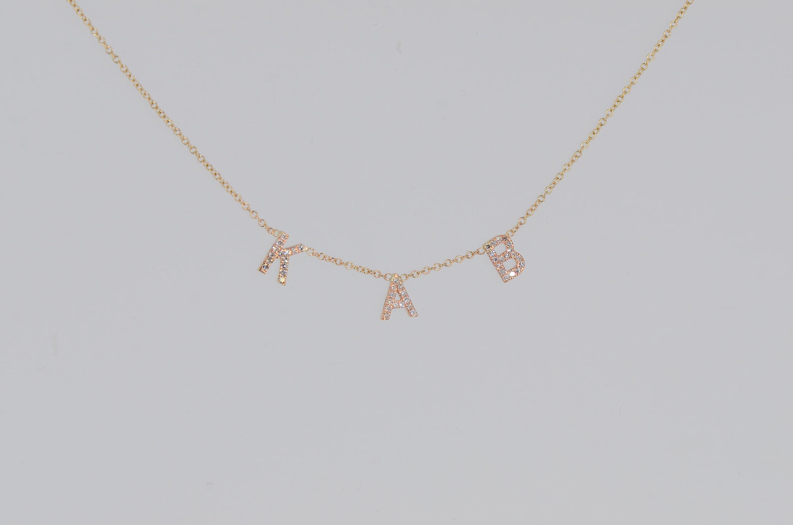 Diamond Initials Necklace With Heart Alphabet Letter | Etsy