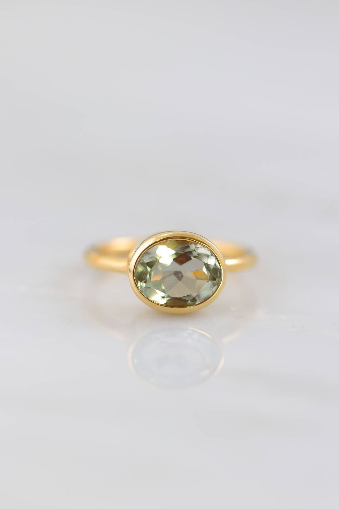Green Amethyst Ring Oval Ring Bezel Set Ring February - Etsy Australia