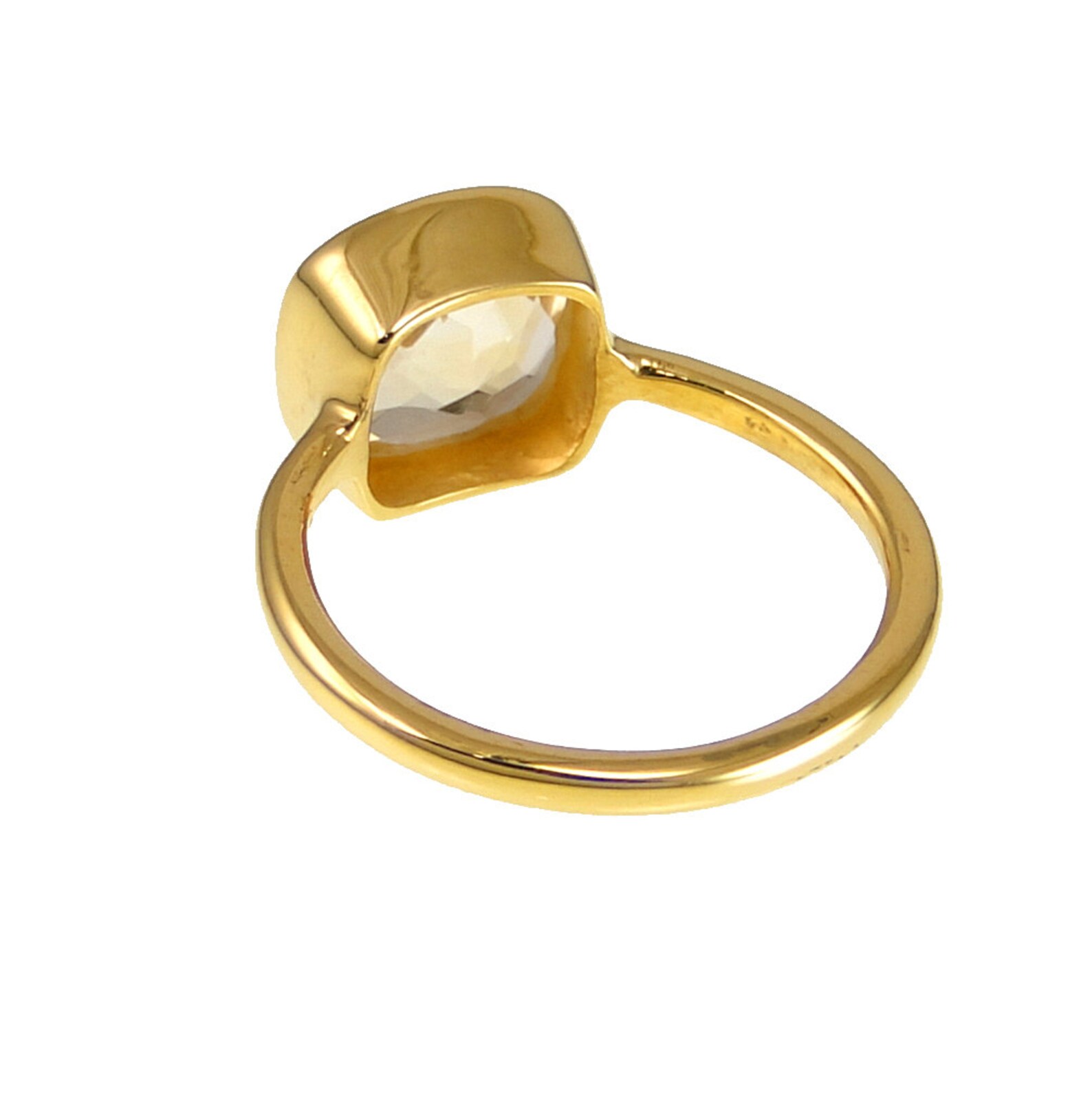 Citrine Ring - Fire Citrine Gemstone Ring - Gold Ring - Cushion Ring ...