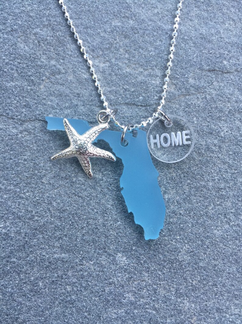 Florida Sea Glass Style Starfish HOME Necklace - Etsy