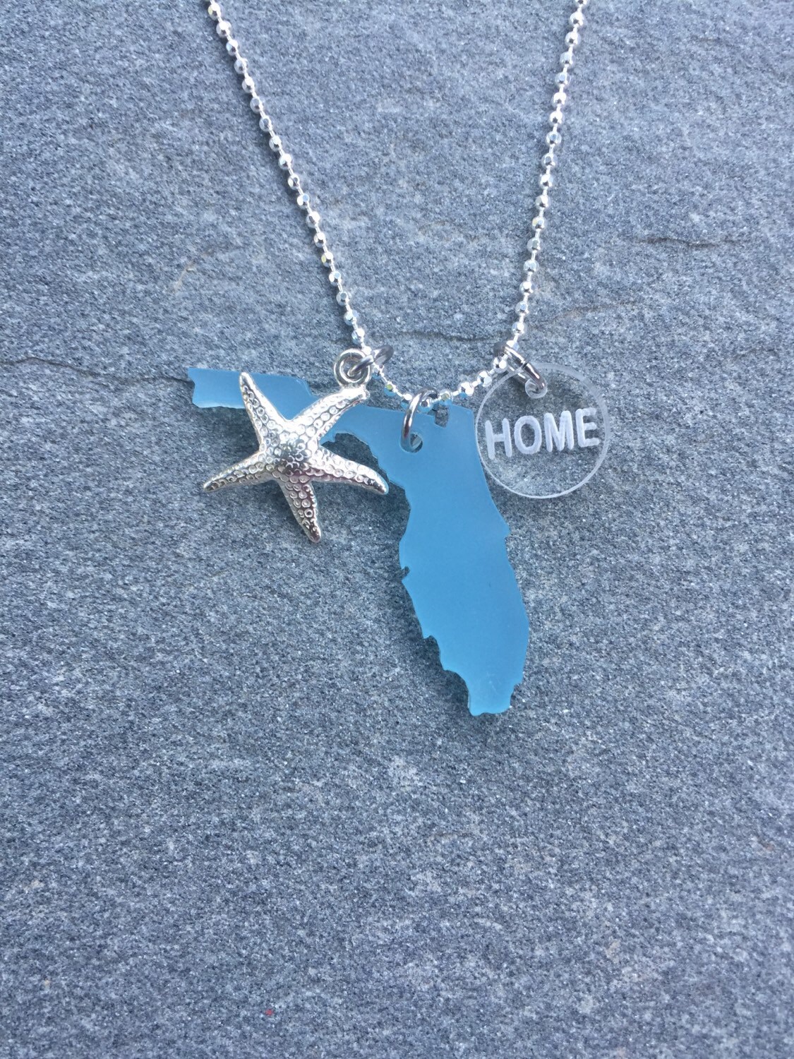 Florida Sea Glass Style Starfish HOME Necklace - Etsy
