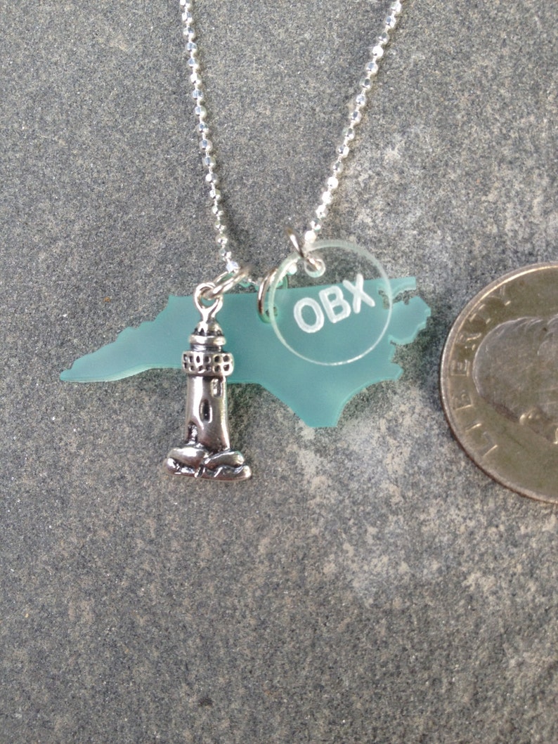 North Carolina Aqua Outer Banks OBX Lighthouse Necklace - Etsy