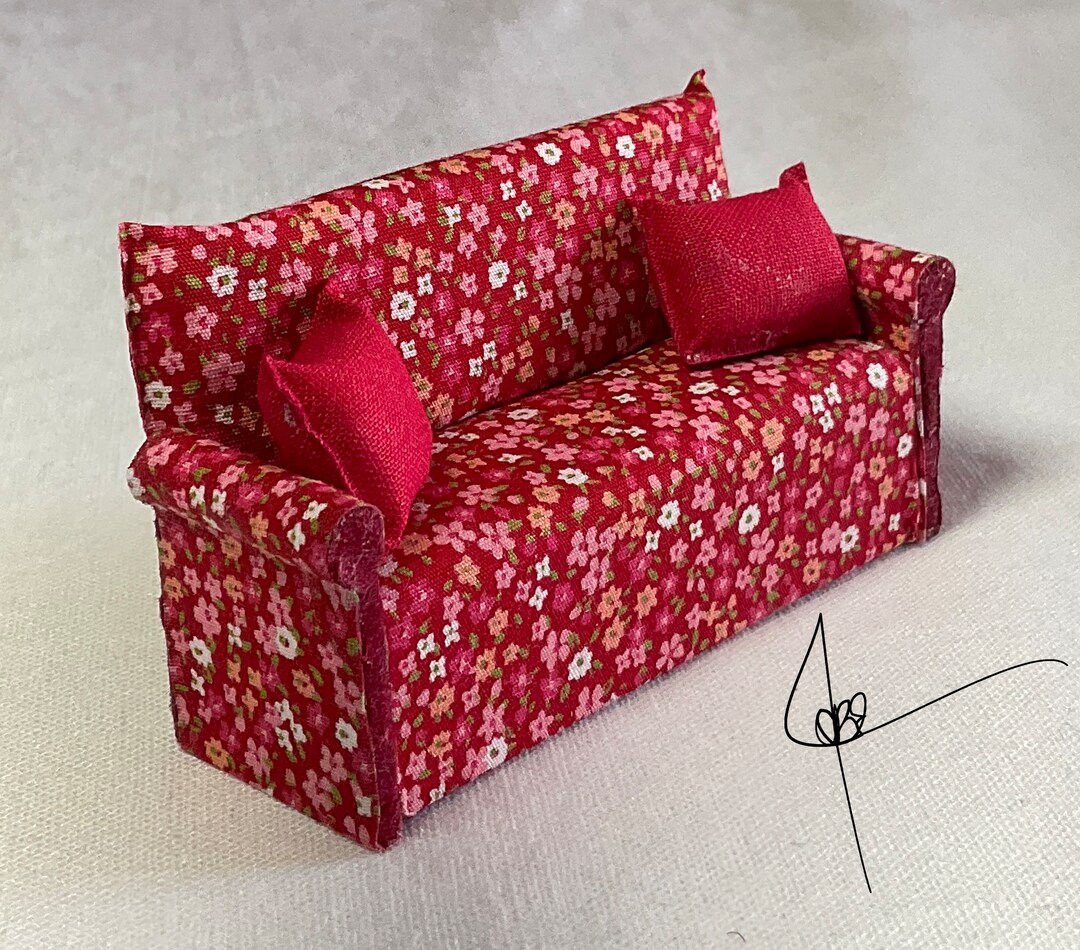 Cherry Red Couch Dollhouse 1/24 Scale 590 - Etsy