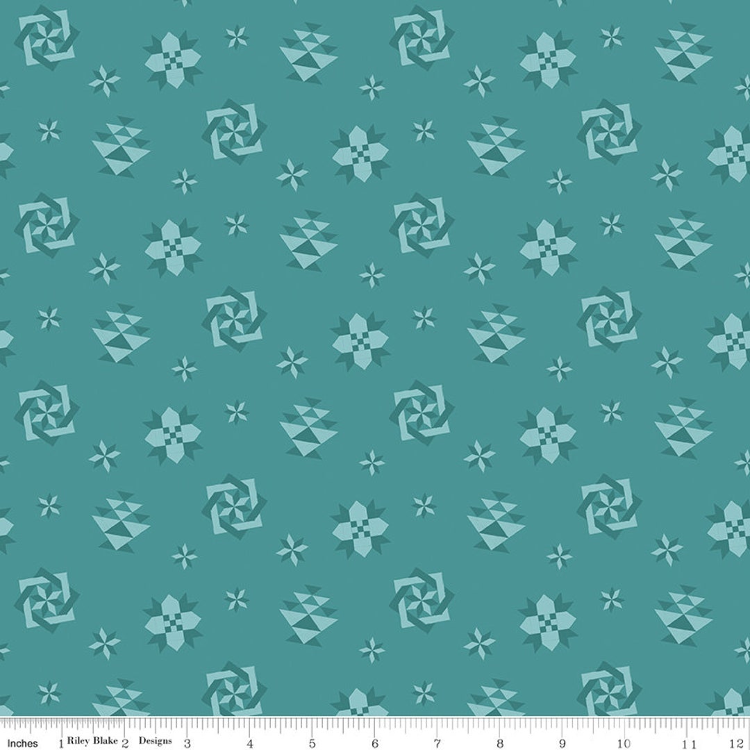 Spring Barn Quilts C14332 TEAL by Tara Reed for Riley Blake Fabrics ...