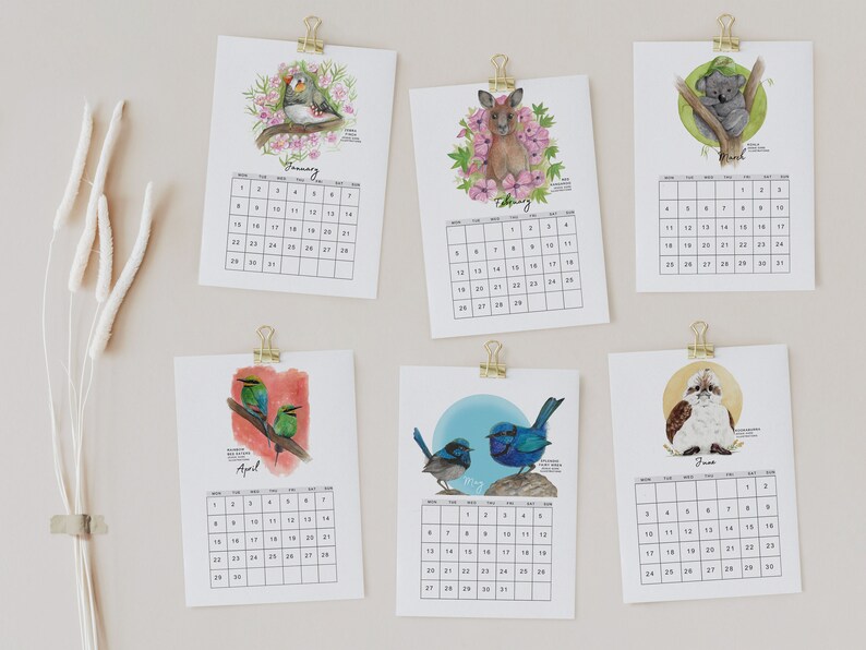 Australian Animals Mini 2024 Desk Calendar With Stand - Etsy Australia