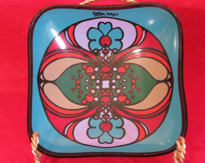 Outstanding 1960's Peter Max Psychedelic Pop Art Glass Bowl Signed ...