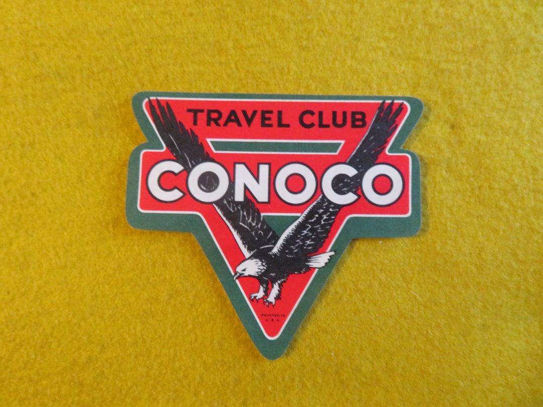 Vintage 1950's Conoco Gasoline Travel Club Advertising Sticker Decal - Etsy
