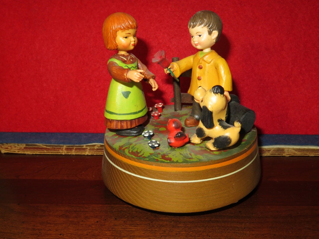 Vintage Anri Toriart Wooden Music Box: Boy & Girl, Made in Italy - Etsy