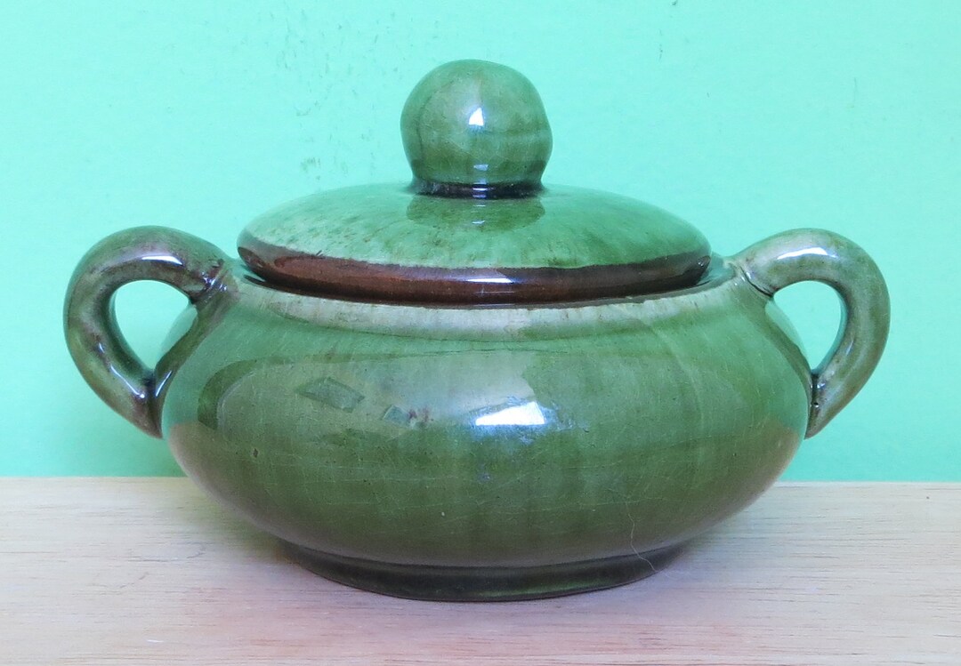 Gorgeous Mid Century Quebec Art Pottery Green Sugar Bowl - Etsy UK