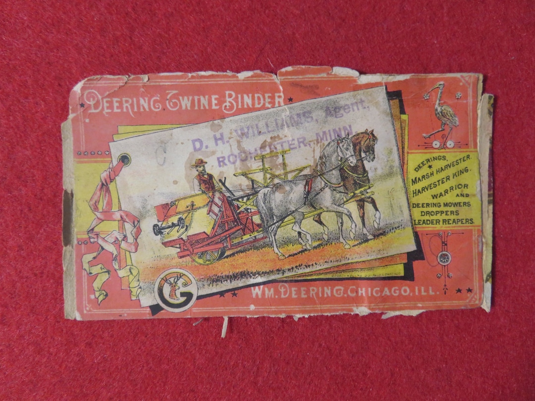Original 1880's Wm Deering Chicago Deering Twine Binder Victorian ...