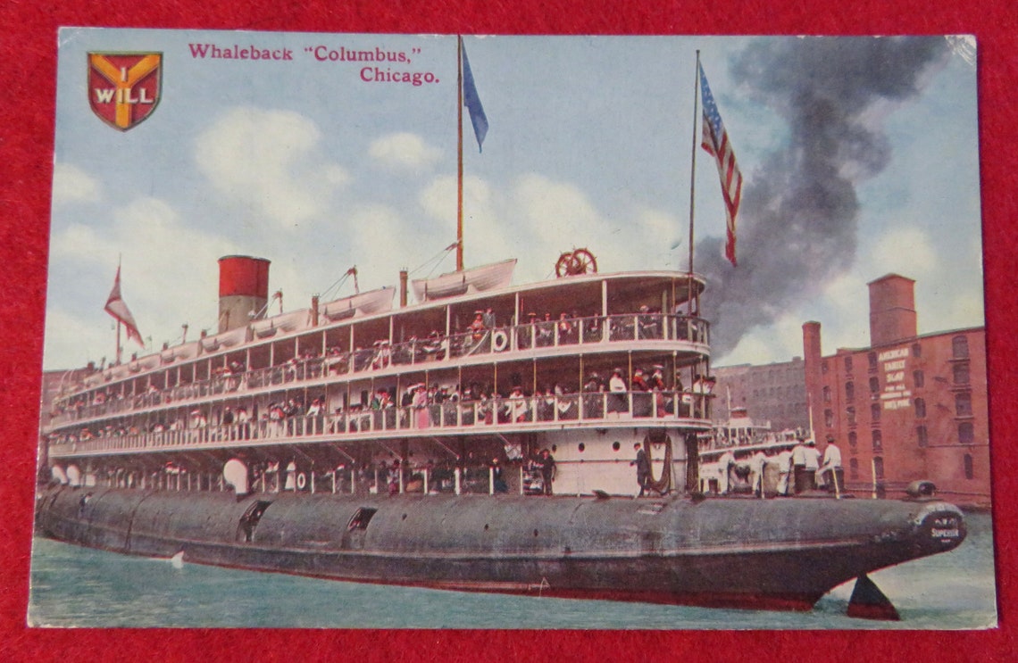 1912 Whaleback Steamer Christopher Columbus Chicago River | Etsy