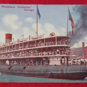 1912 Whaleback Steamer Christopher Columbus Chicago River Color ...