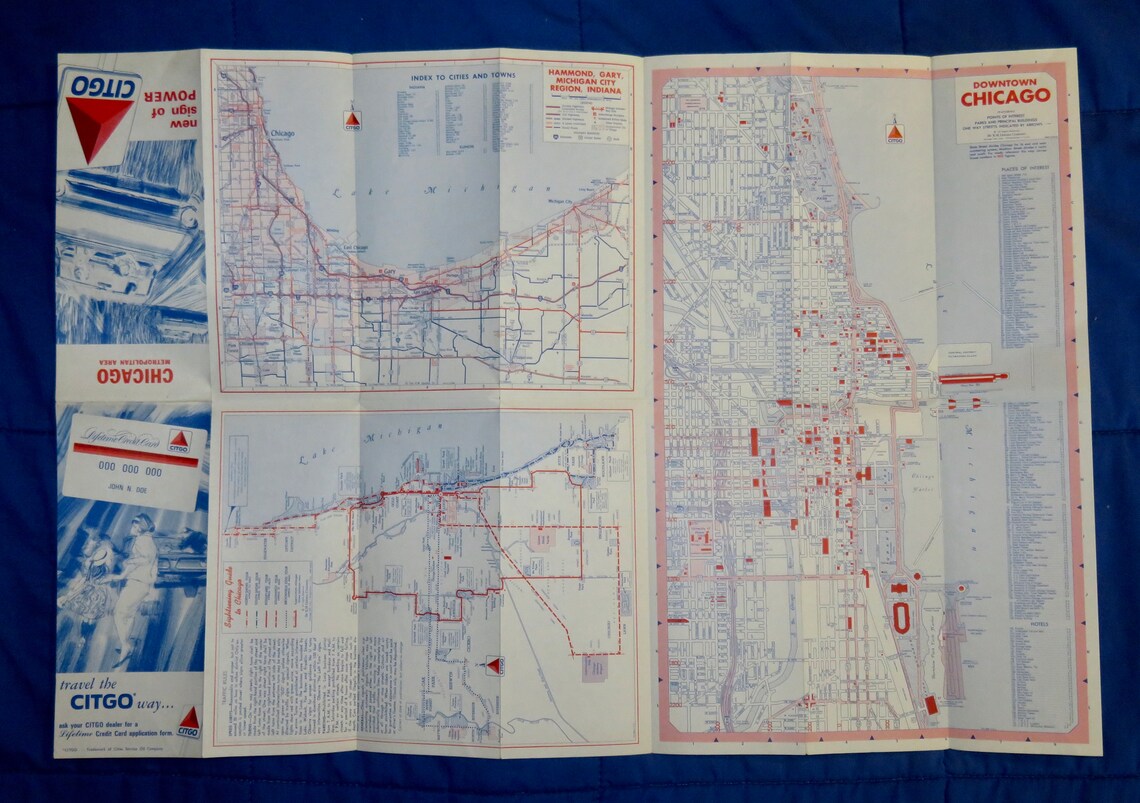 Vintage 1965 Citgo Cities Services Chicago Street Road Map - Etsy