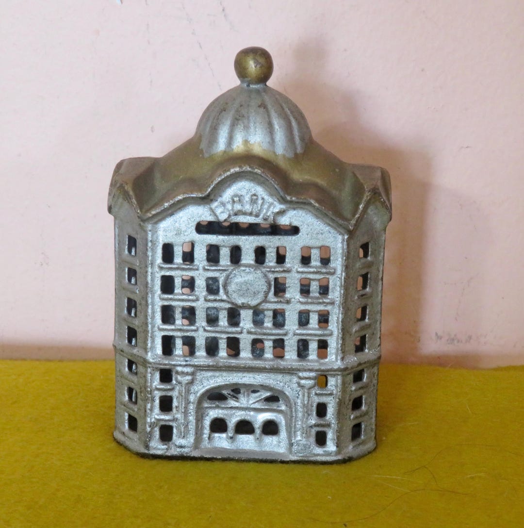 Antique 1920's Cast Iron Domed Bank Building Still Coin Bank - Etsy