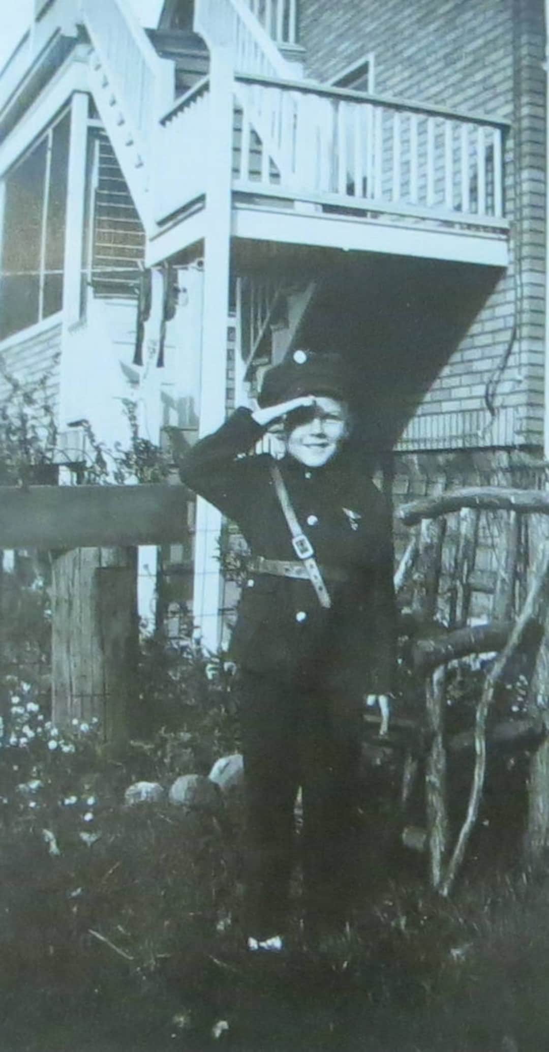 Safety Patrol Recruit - Proud 1930's Boy Crossing Guard Saluting Camera ...
