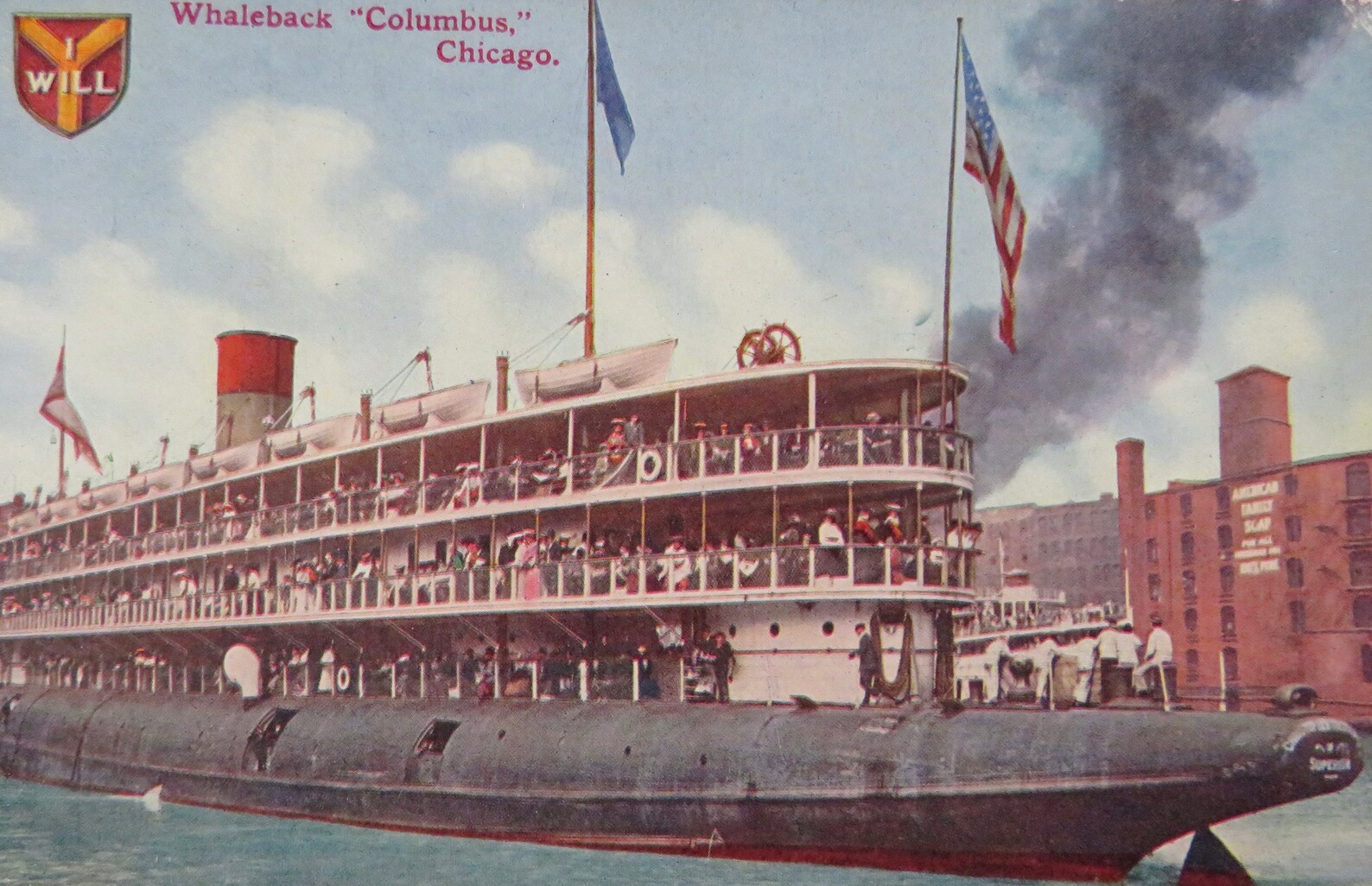 1912 Whaleback Steamer Christopher Columbus Chicago River | Etsy