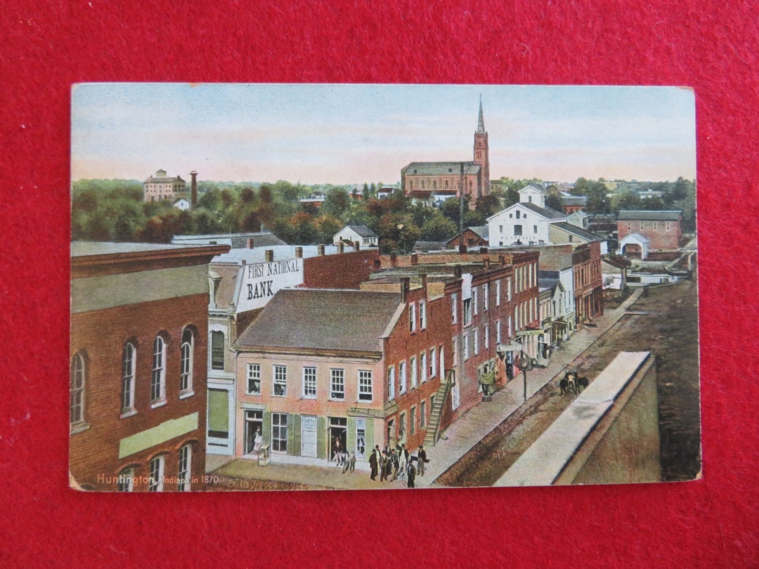 Original 1900's Huntington Indiana in 1870 Color Souvenir Postcard - Etsy