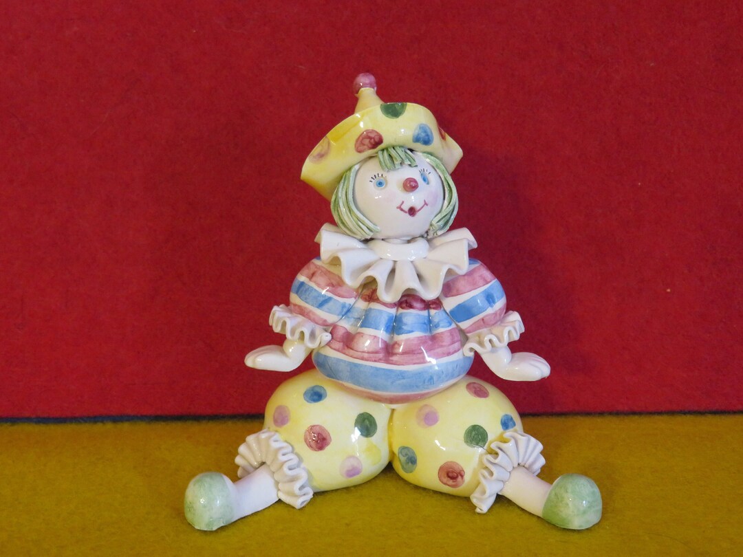 Vintage 1980's Spaghetti Hair Clown Figurine - Made in Italy - Etsy