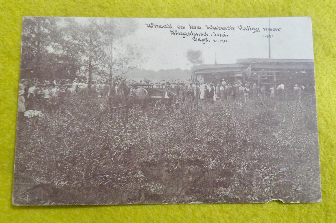 Vintage 1910 Wabash Valley Railroad Train Accident Kingsland Indiana ...