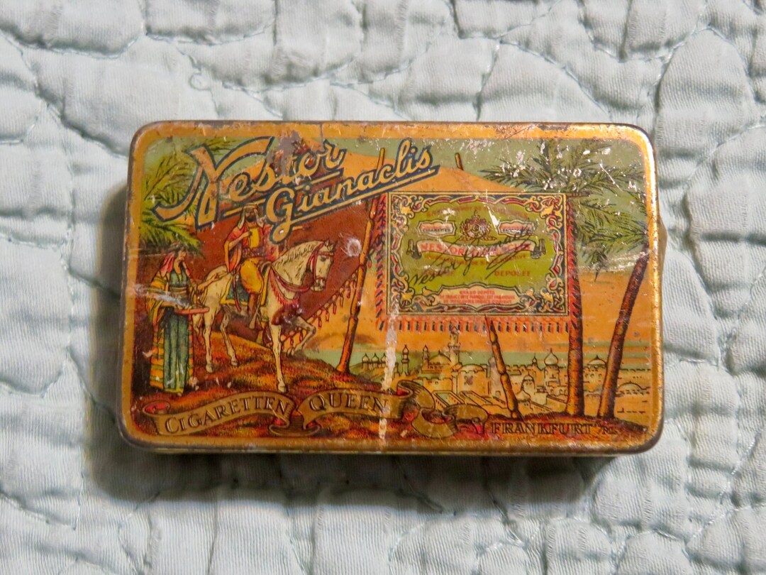 Vintage 1920's Nestor Giancalis Cigarette Queen Advertising Tin Cairo ...