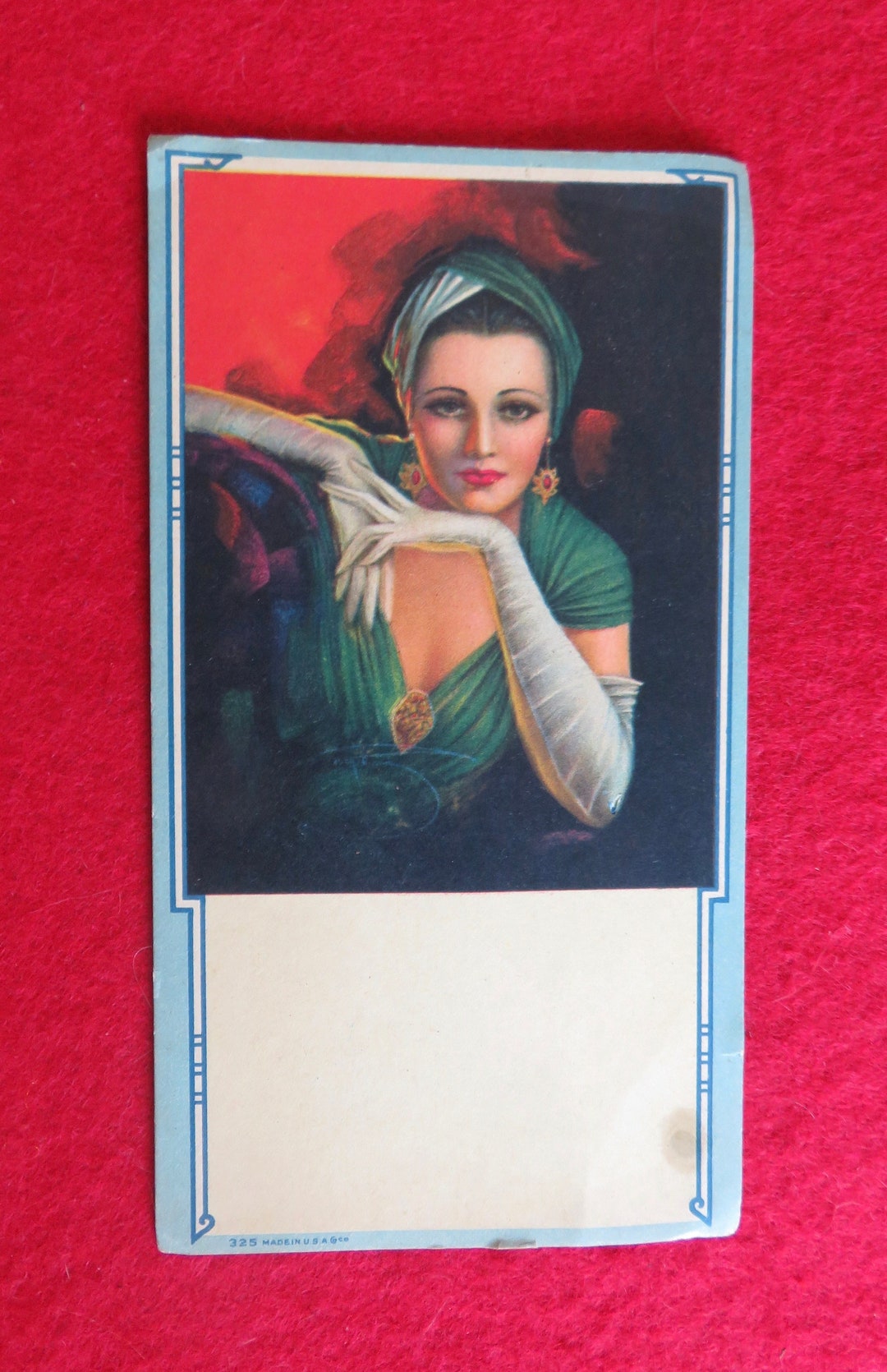 Sexy 1920's Pin up Girl Lady in Green Art Deco Ink Blotter Card - Etsy