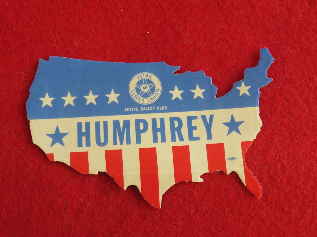 Original 1968 HHH Hubert Humphrey for President Retail Clerks Union ...