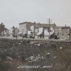 Vintage 1910's Stephenson Michigan Main Street RPPC Real Photo Postcard ...