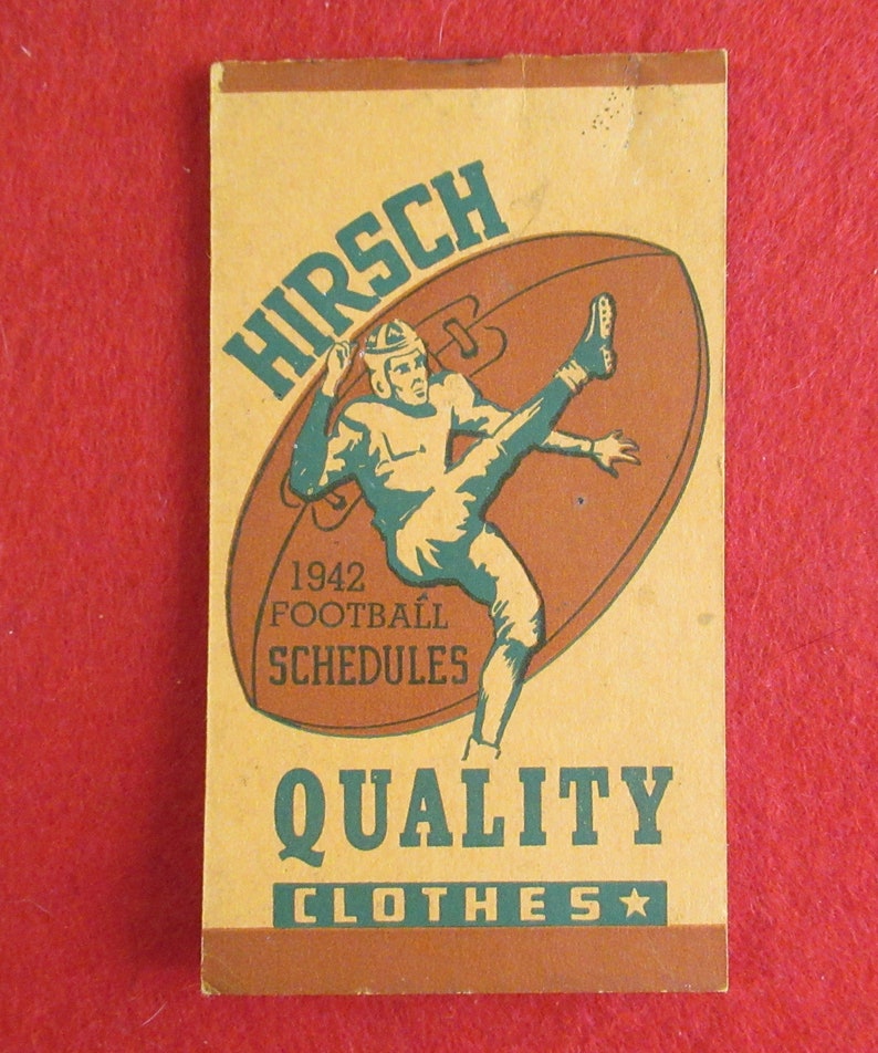 Original 1942 College Football Schedule Hirsch Quality - Etsy