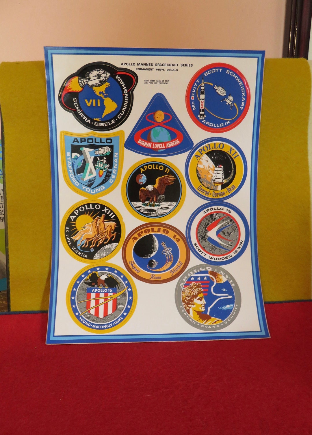 Vintage 1970's Apollo Manned Spacecraft Insignia Decal Set (set of 11 ...
