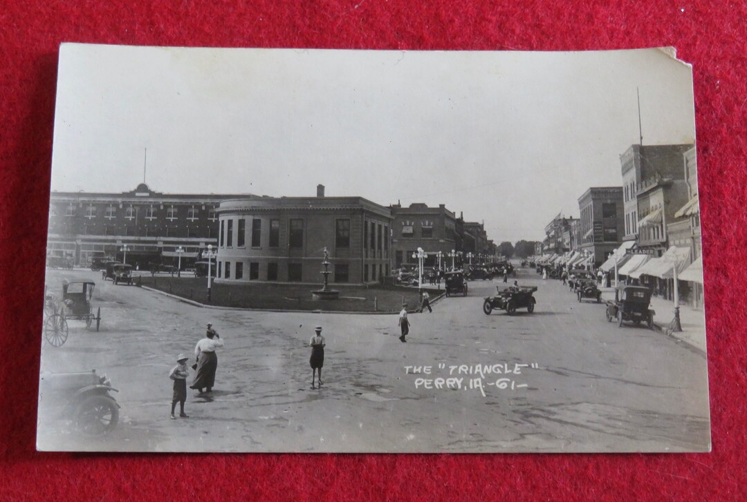Original 1900's Perry Iowa the Triangle RPPC Real Photo Postcard - Main ...