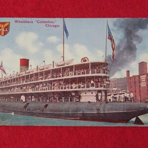 1912 Whaleback Steamer Christopher Columbus Chicago River Color ...