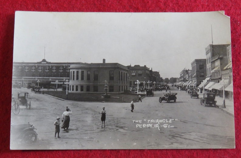 Original 1900's Perry Iowa the Triangle RPPC Real Photo Postcard - Main ...