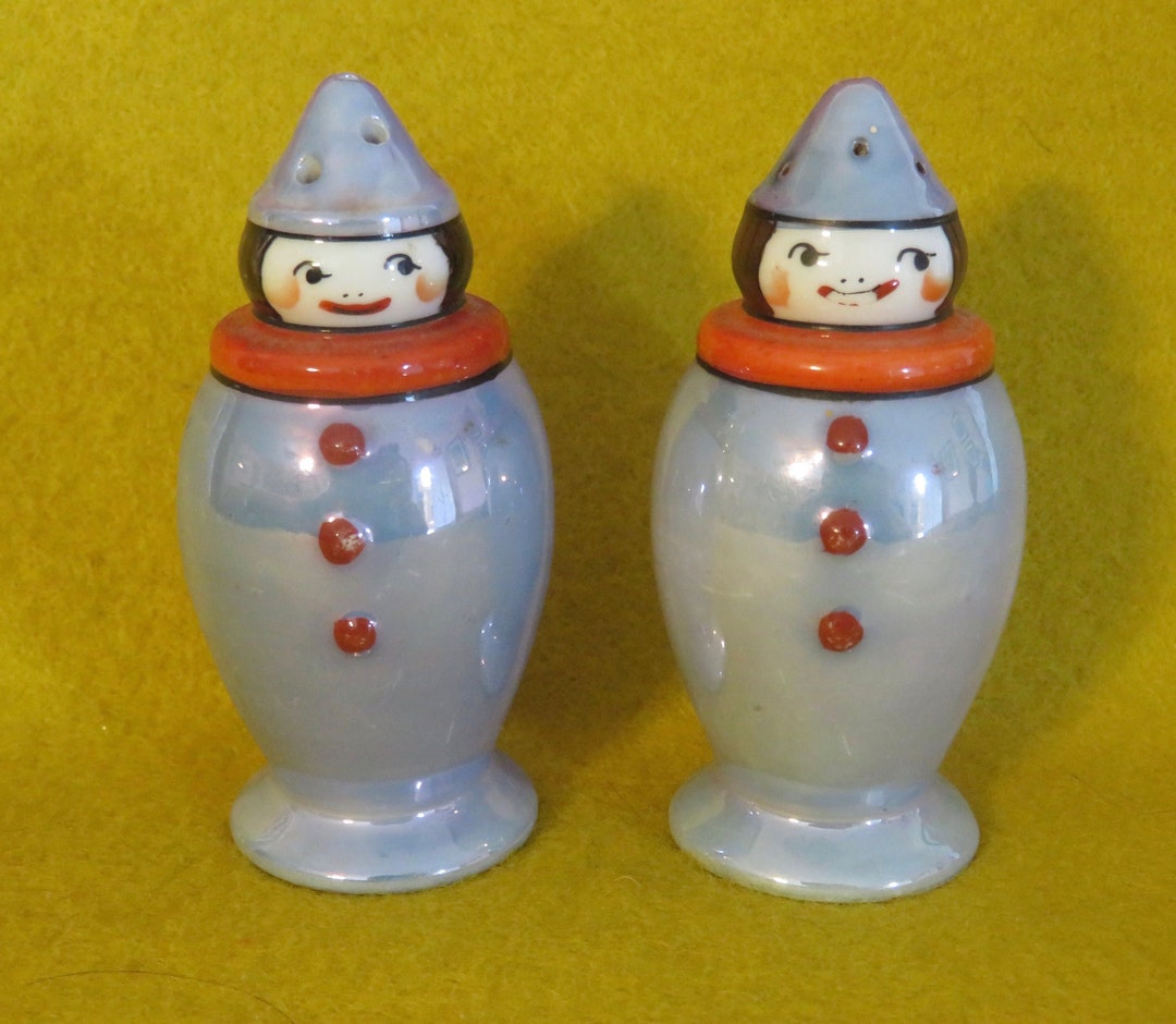 Adorable 1930's Art Deco Clown Salt and Pepper Shaker Set - Made in ...