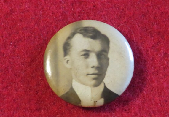 Vintage 1900's Handsome Young Man Photo Mourning Pinb… - Gem