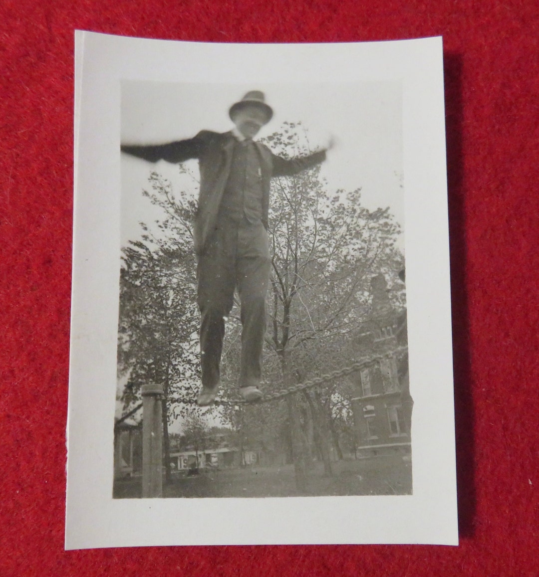 The High Wire - 1920's Balancing Man Walks on Chain Snapshot Photo ...