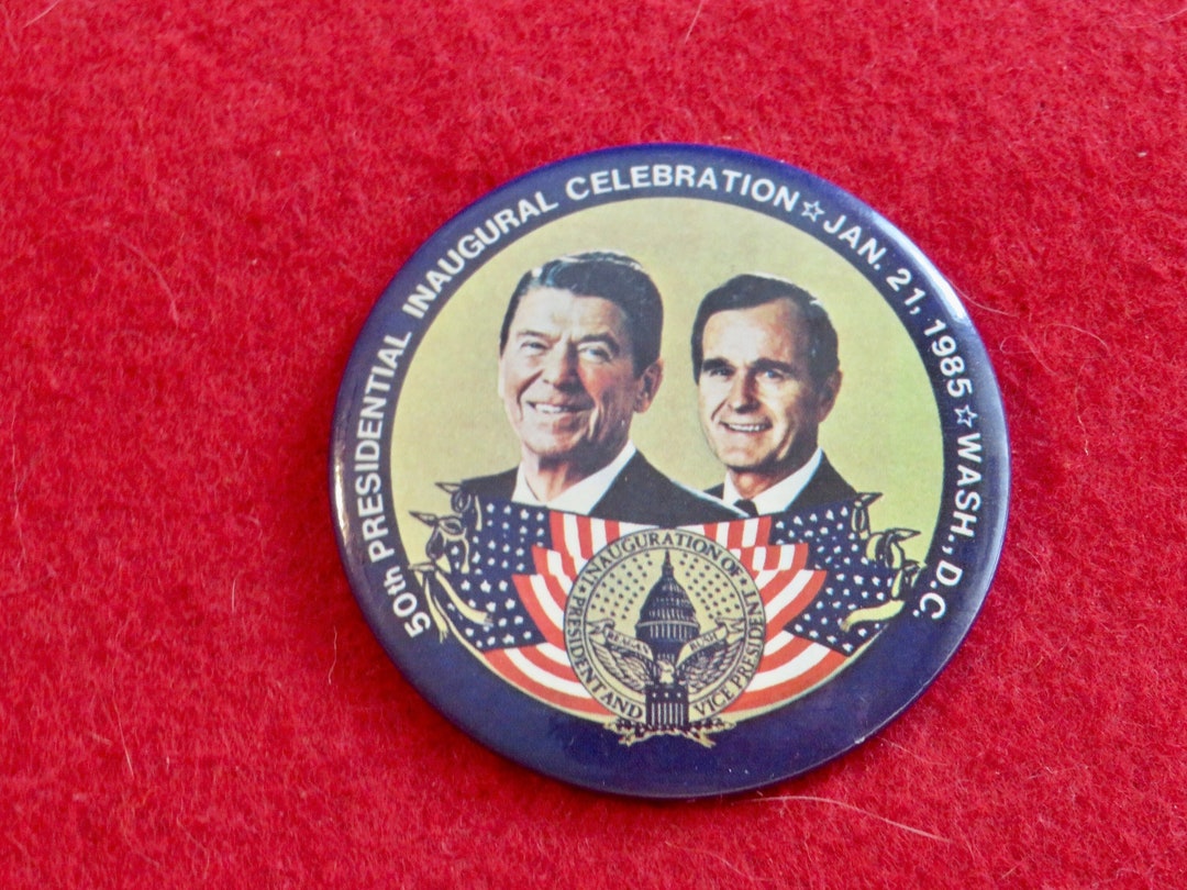 Vintage 1985 Reagan & Bush 50th Presidential Inaugural Celebration Pin ...