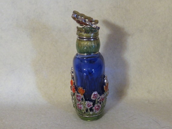 Vintage 1980's Monet Enamel Perfume Bottle With Butte… - Gem