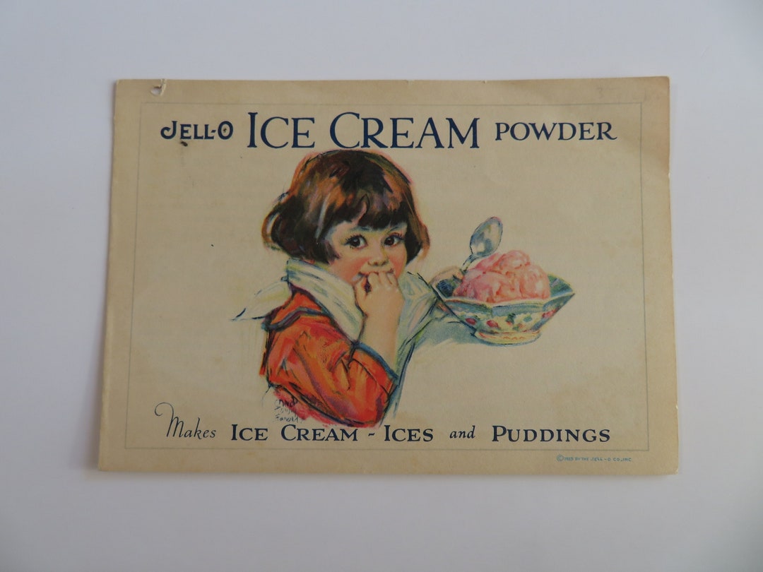 Original 1925 Jell-o Ice Cream Powder Advertising Promotional Recipe ...