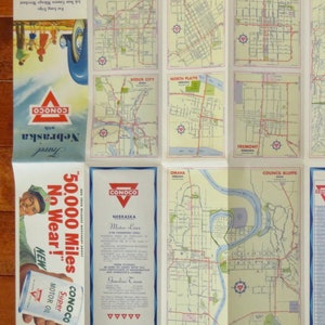 Vintage 1954 Conoco Nebraska Advertising Road Map - Etsy