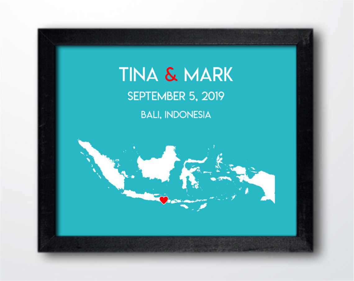 Personalized Indonesia Map: Custom Indonesia Wedding, Engagement Gift ...