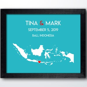 Personalized Indonesia Map: Custom Indonesia Wedding, Engagement Gift ...